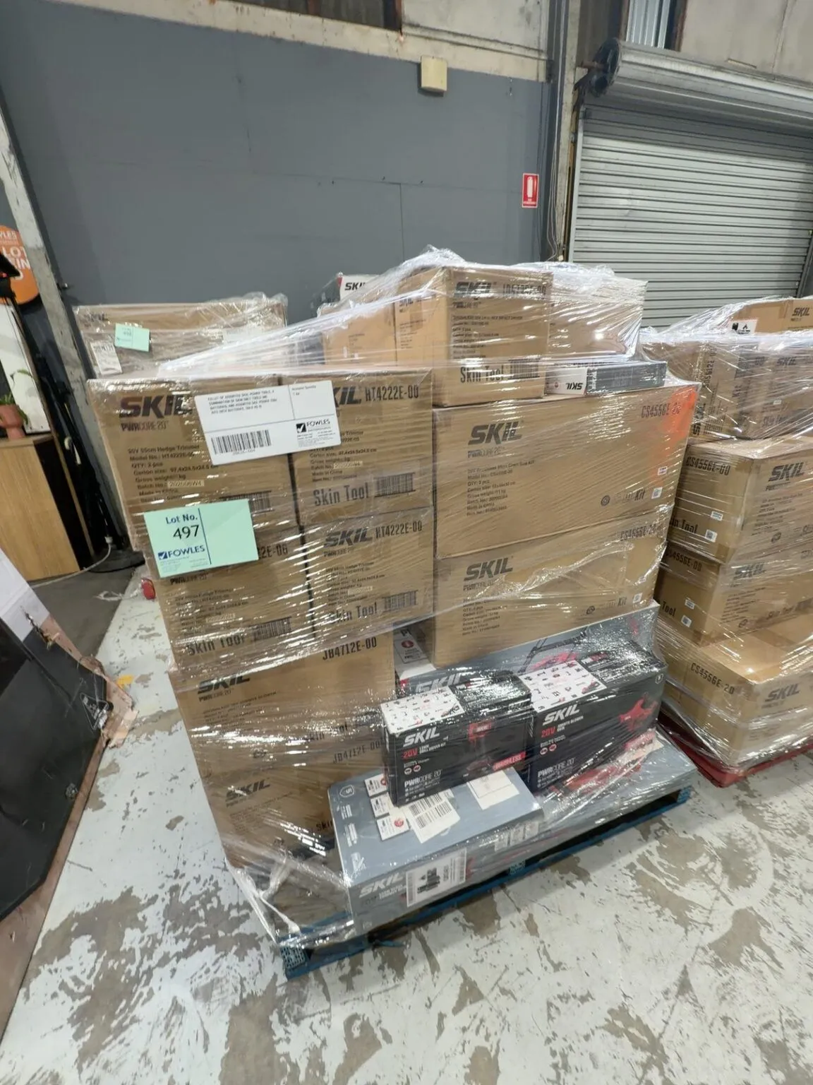 PALLET OF ASSORTED SKIIL POWER TOOLS, A COMBINATION OF SKIN ONLY TOOLS ...