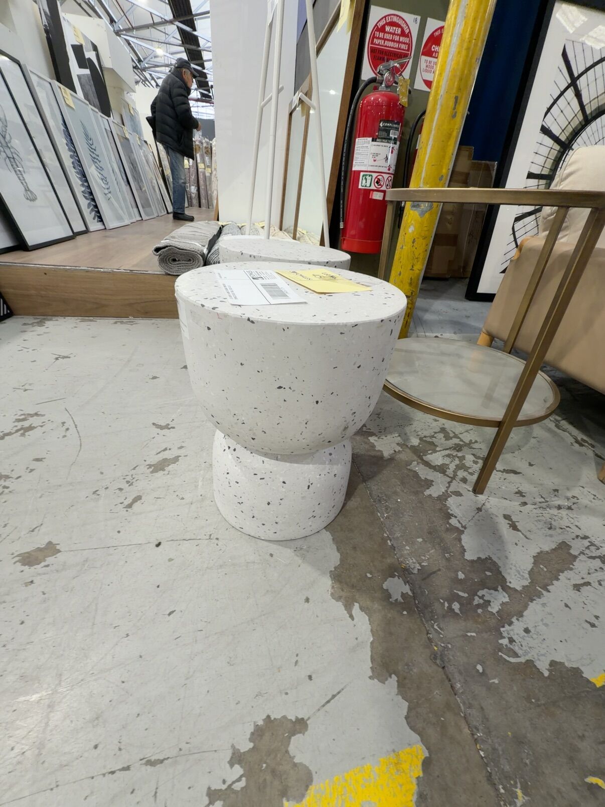 EX DISPLAY HOME STAGING FURNITURE - TERRAZZO SIDE TABLE, SOLD AS IS ...
