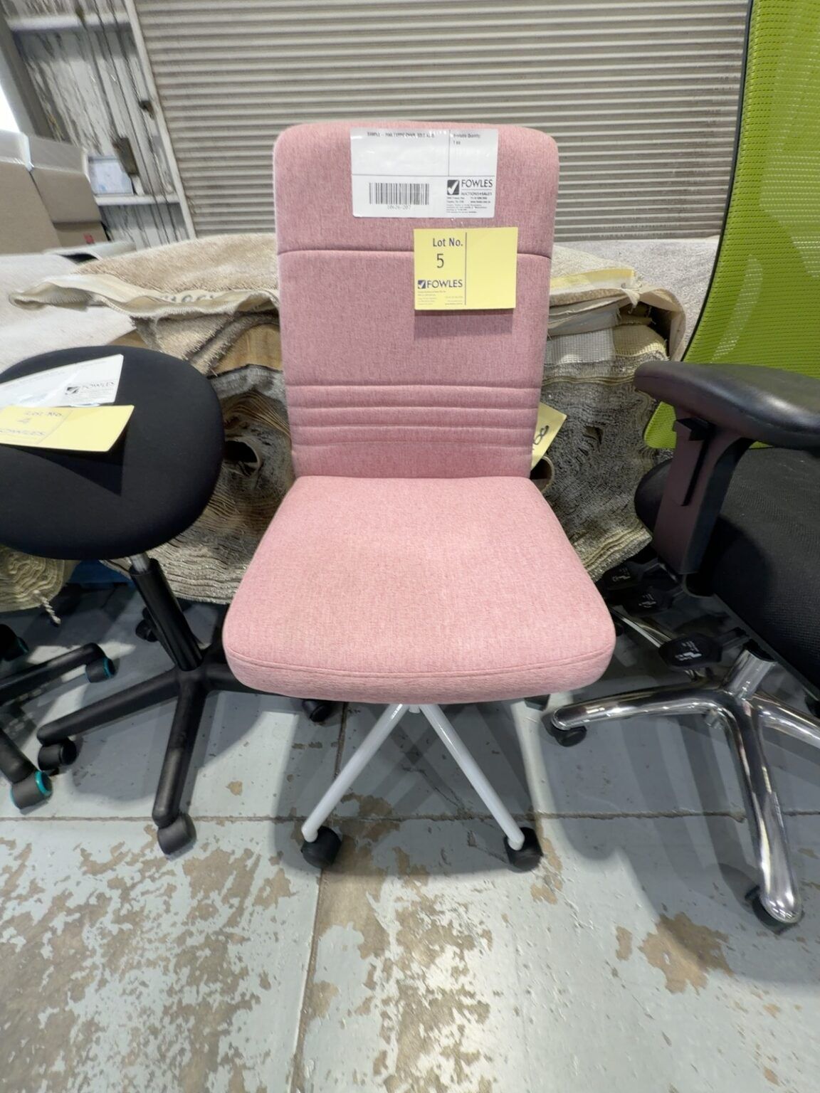 SAMPLE - PINK FABRIC CHAIR, SOLD AS IS - Fowles Auction & Sales