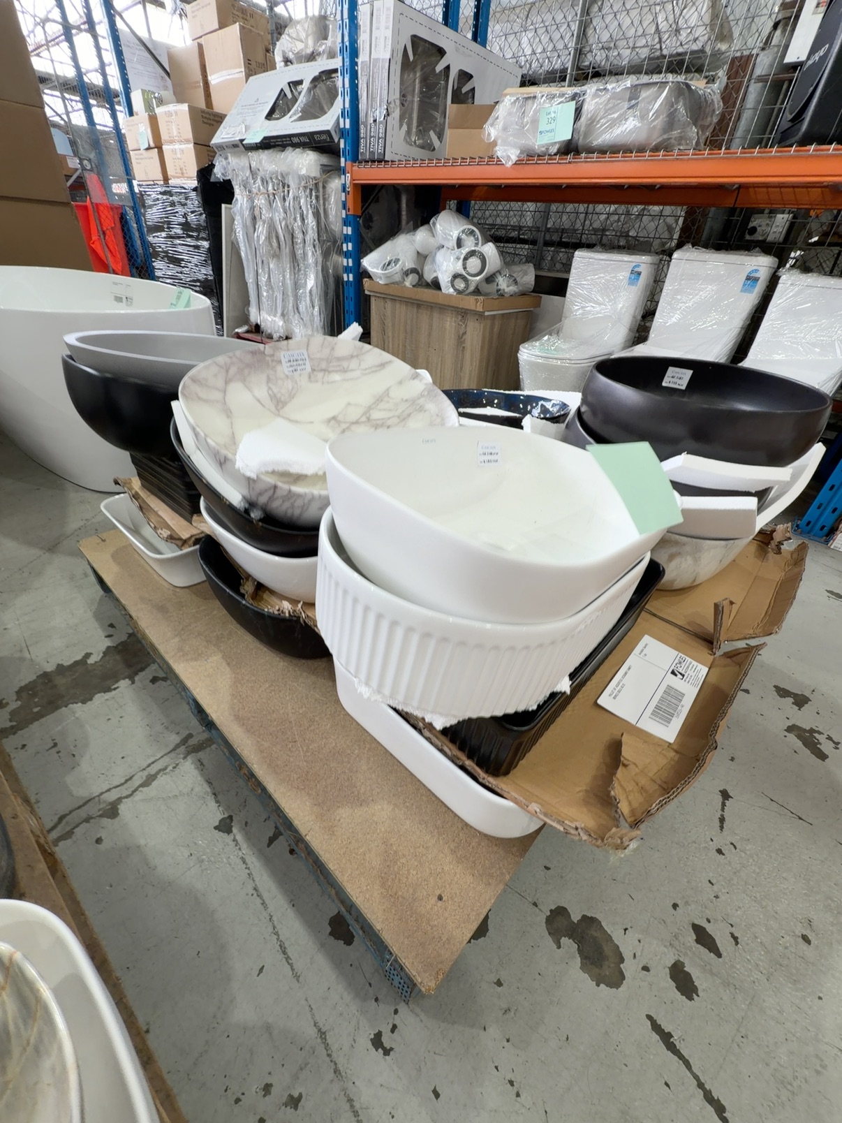 PALLET OF ASSORTED DESIGNER VANITY BOWLS SOLD AS IS - Fowles Auction ...