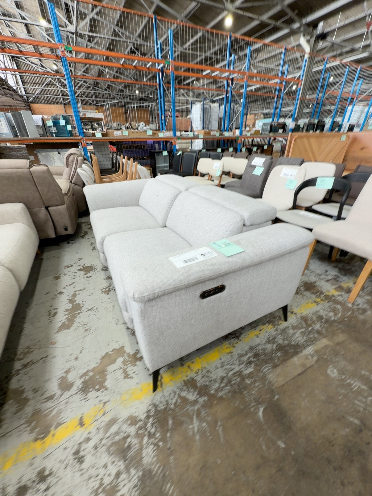 EX DISPLAY YASS 2 SEATER SOFA, LIGHT GREY FABRIC, ELECTRIC RECLINERS ...