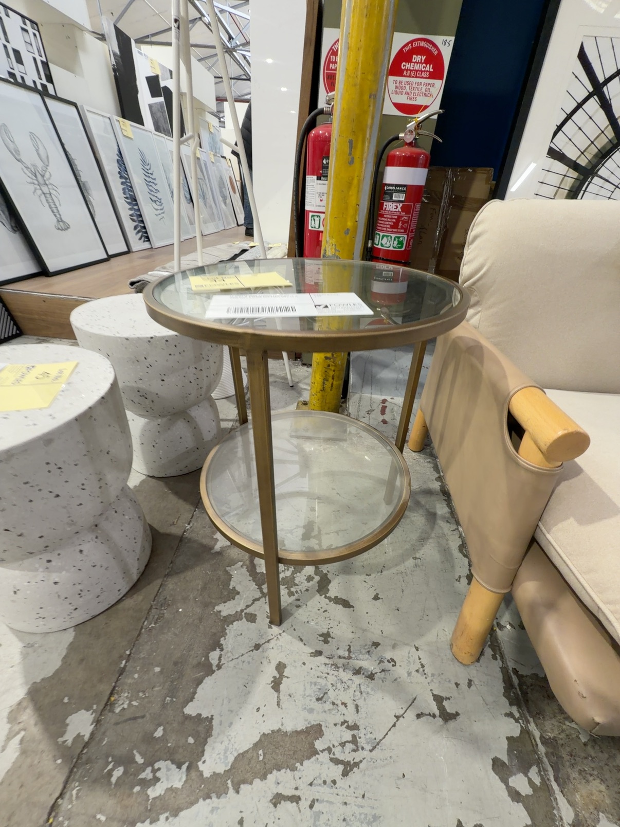 EX DISPLAY HOME STAGING FURNITURE - DARK GOLD & GLASS SIDE TABLE SOLD ...